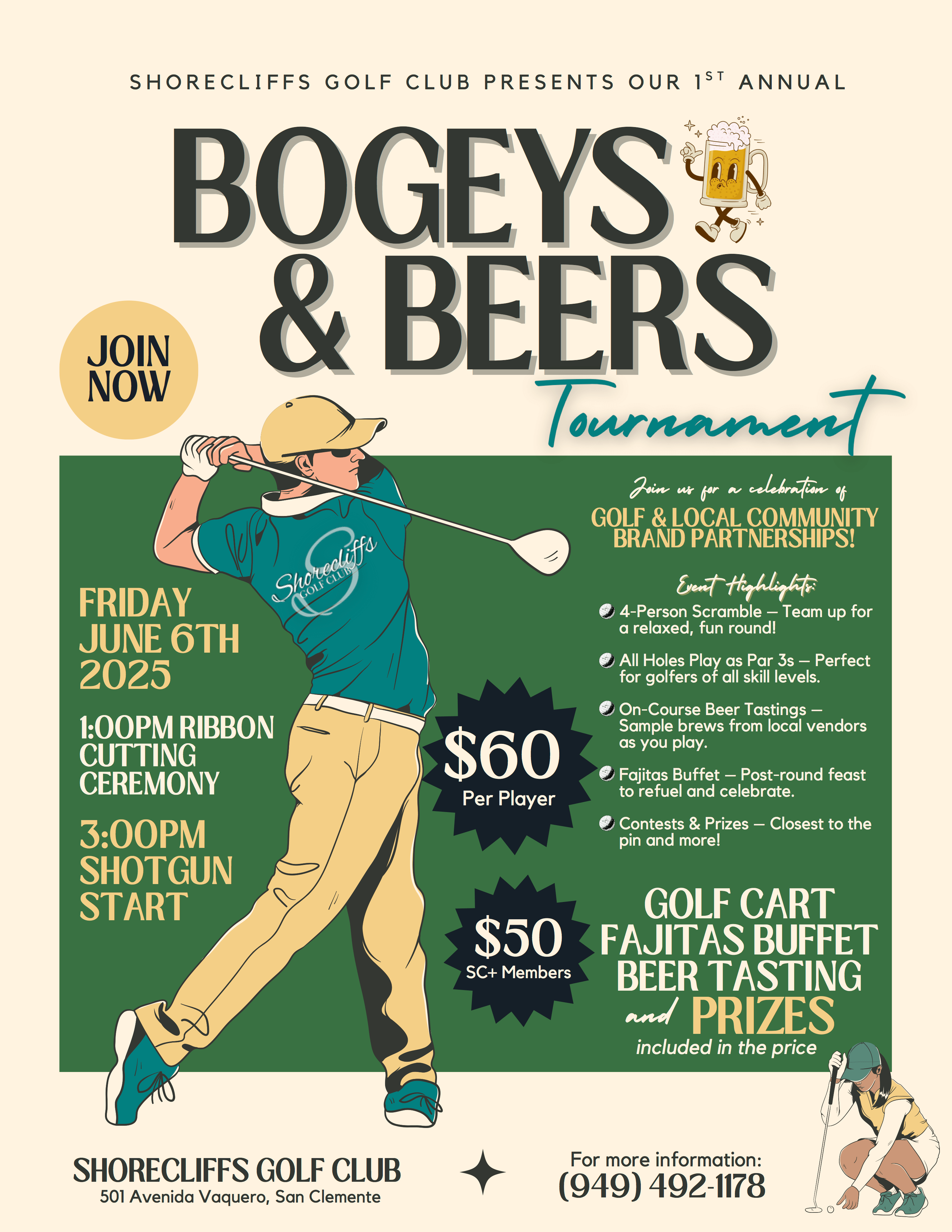 1st Annual Bogeys & Beers Tournament - Shorecliffs Golf Club